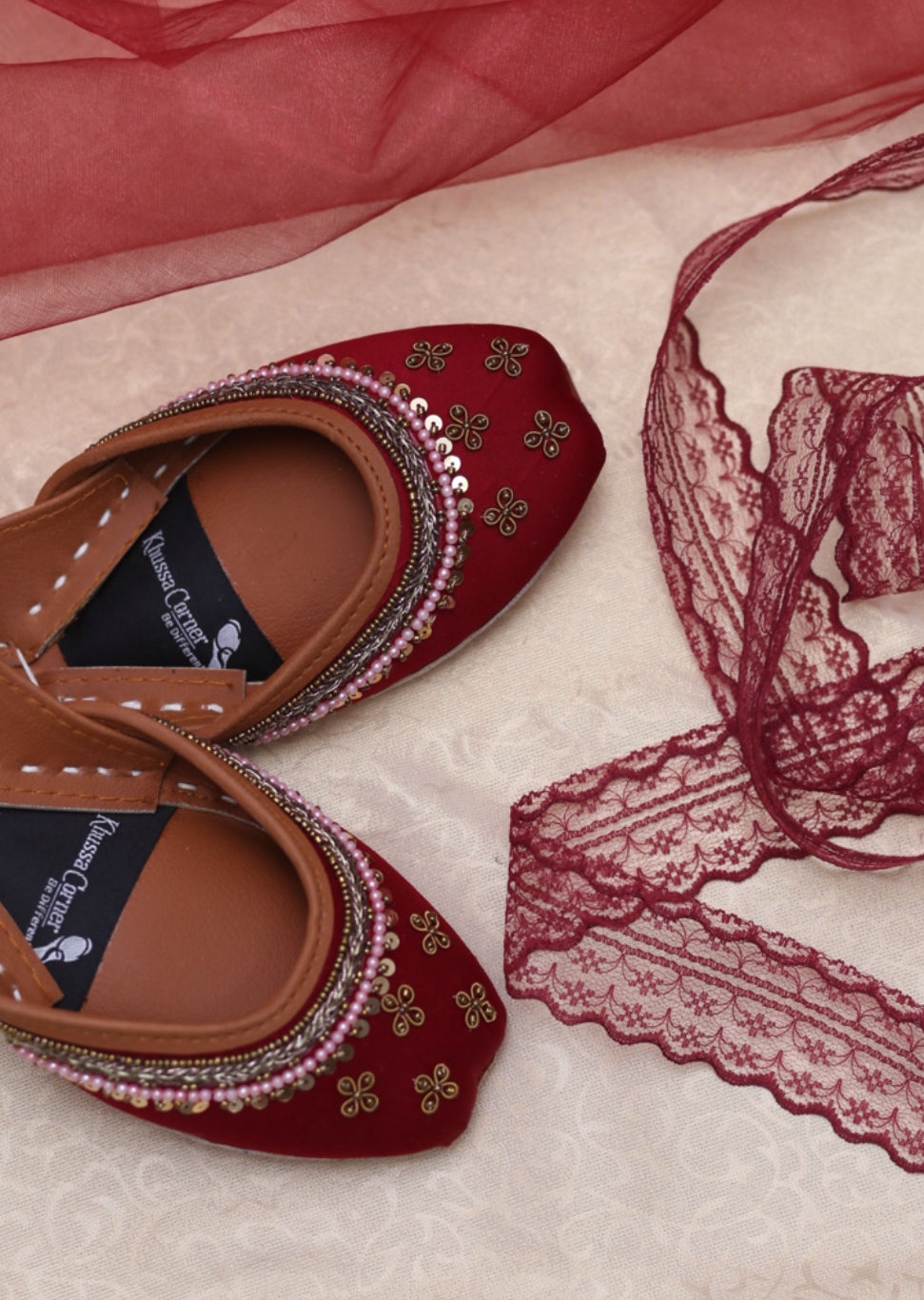 Maroon Khussa Shoe | Embroidered & Leather – Khussa Corner